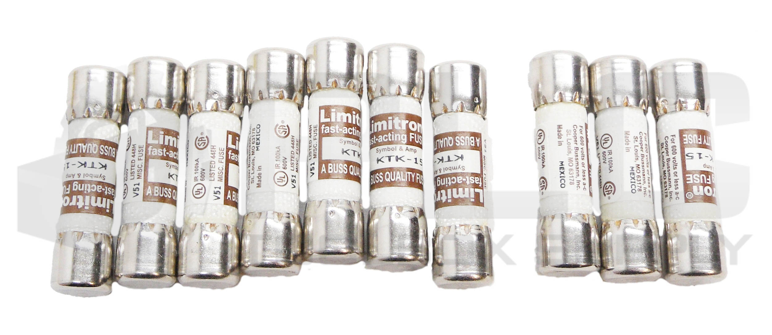 NEW BOX OF 10 BUSSMAN KTK-15 FUSE 600V 15A - PLC Toolbox Supply