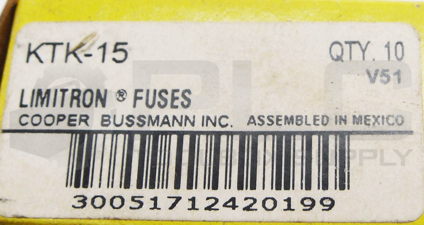 NEW BOX OF 10 BUSSMAN KTK-15 FUSE 600V 15A - PLC Toolbox Supply