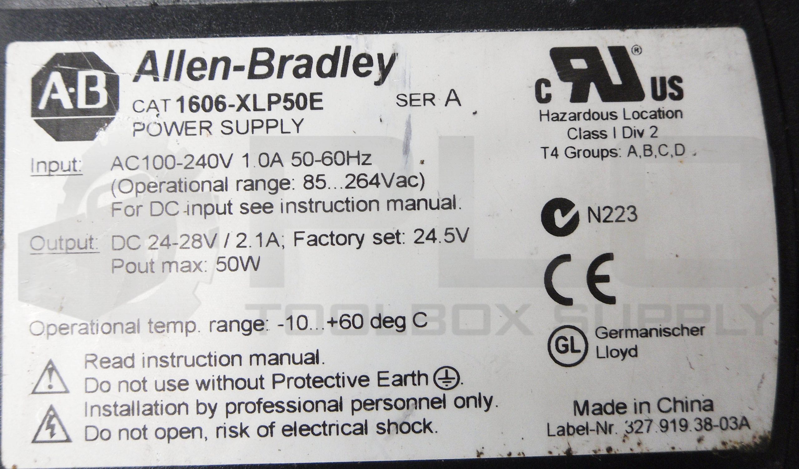 ALLEN BRADLEY 1606-XLP50E /A POWER SUPPLY 100-240VAC 1.0A 50/60HZ - PLC ...