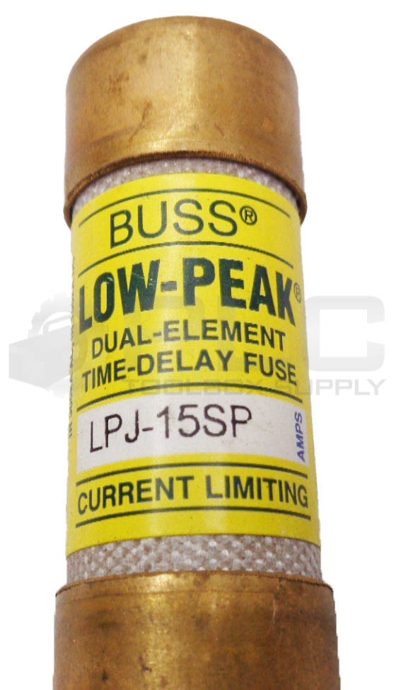 LOT OF 3 NEW BUSSMANN LPJ-15SP LOW-PEAK FUSES 600VAC - PLC Toolbox Supply