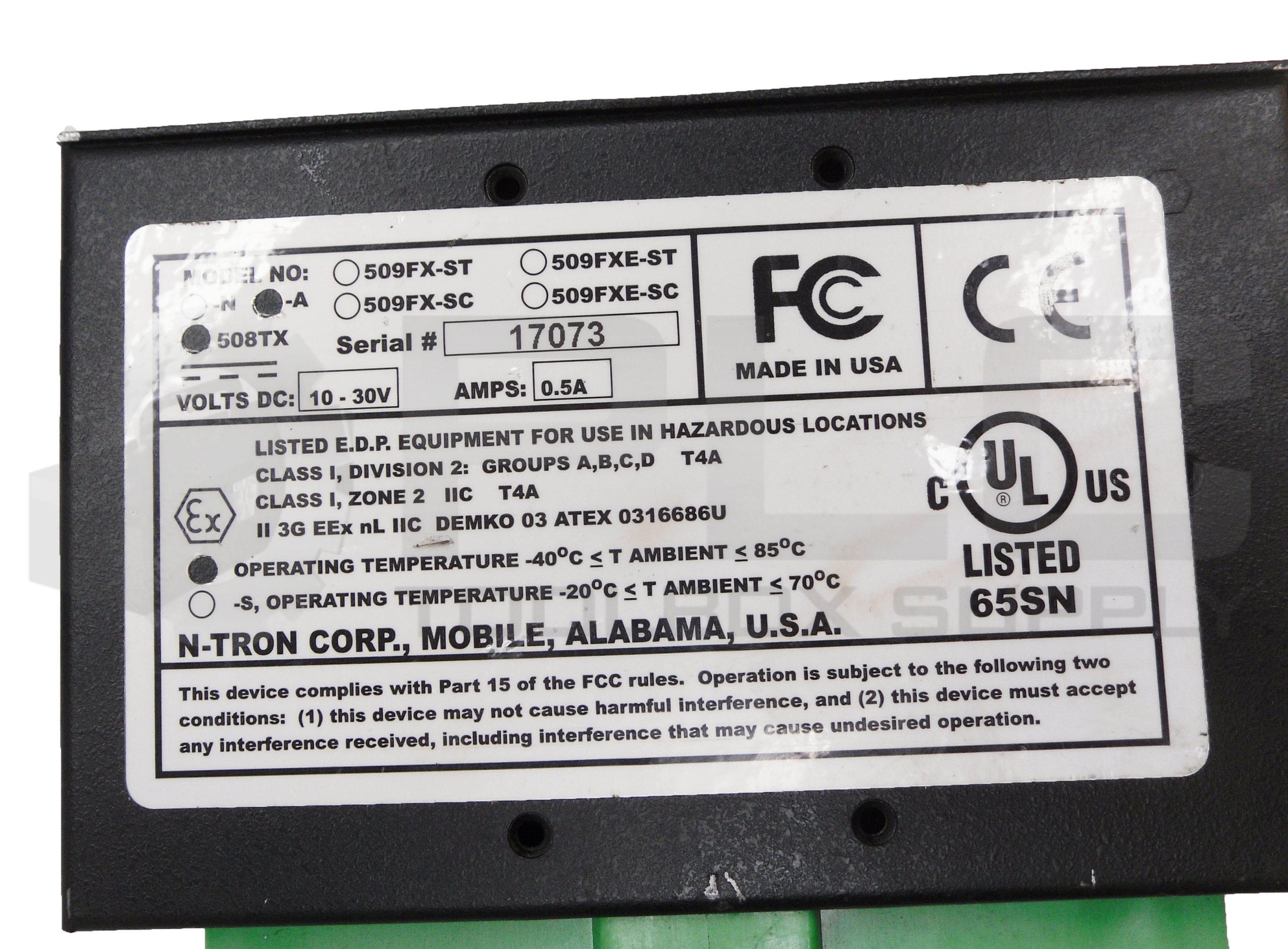 N-TRON A-508TX ETHERNET SWITCH 10-30VDC 0.5A - PLC Toolbox Supply