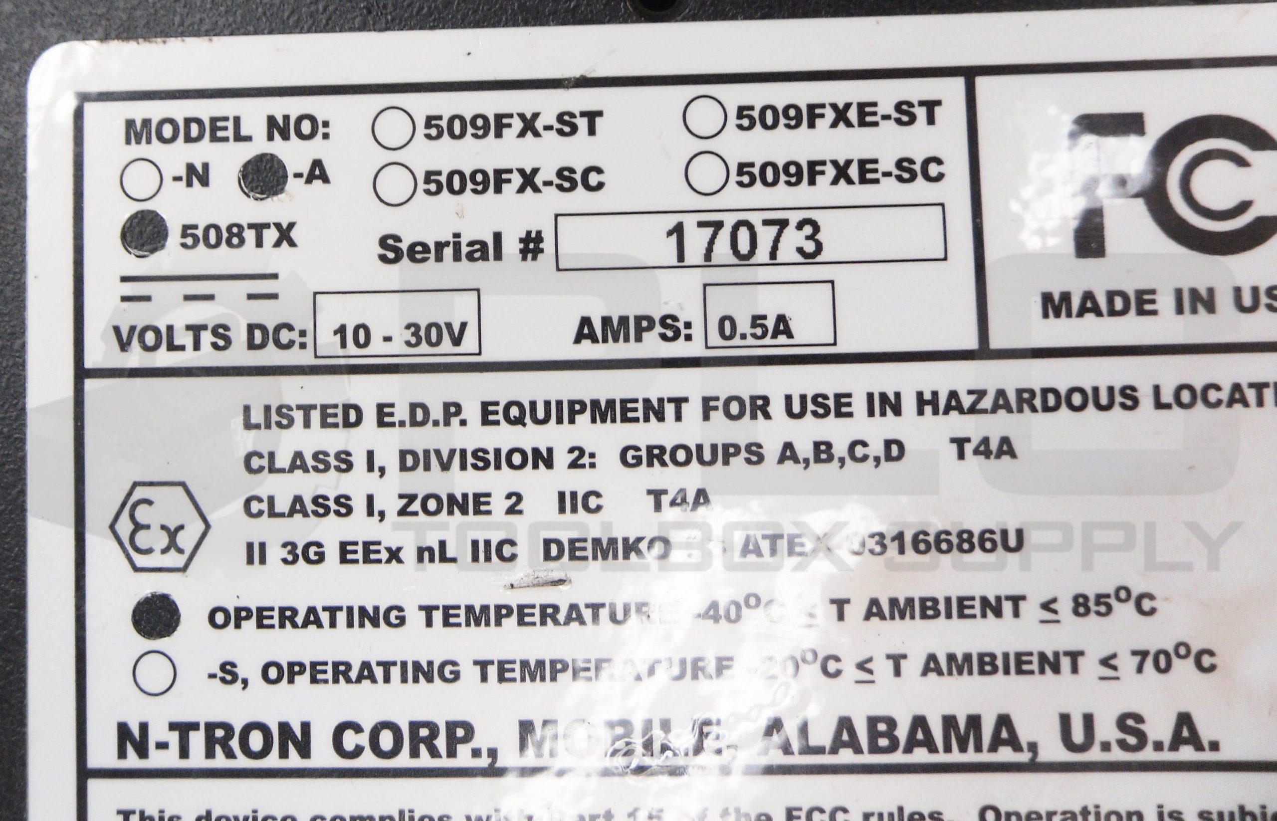 N-TRON A-508TX ETHERNET SWITCH 10-30VDC 0.5A - PLC Toolbox Supply