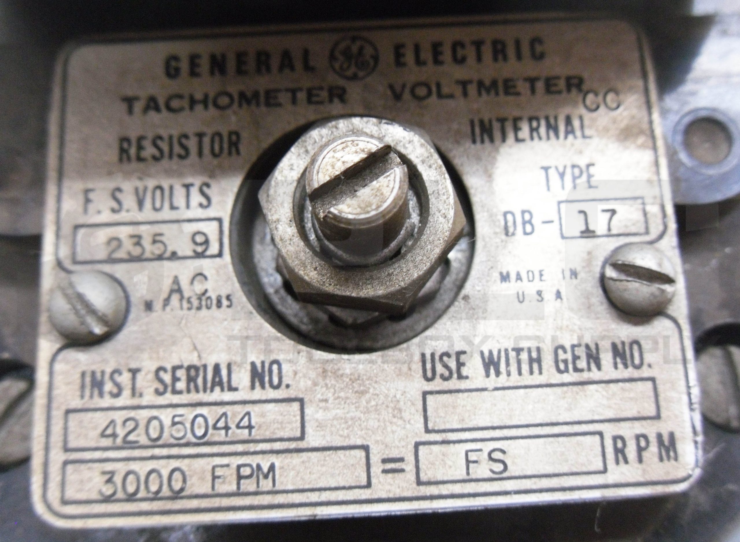 GENERAL ELECTRIC DB-17 TACHOMETER VOLTMETER 235.9VAC 3000FPM - PLC ...