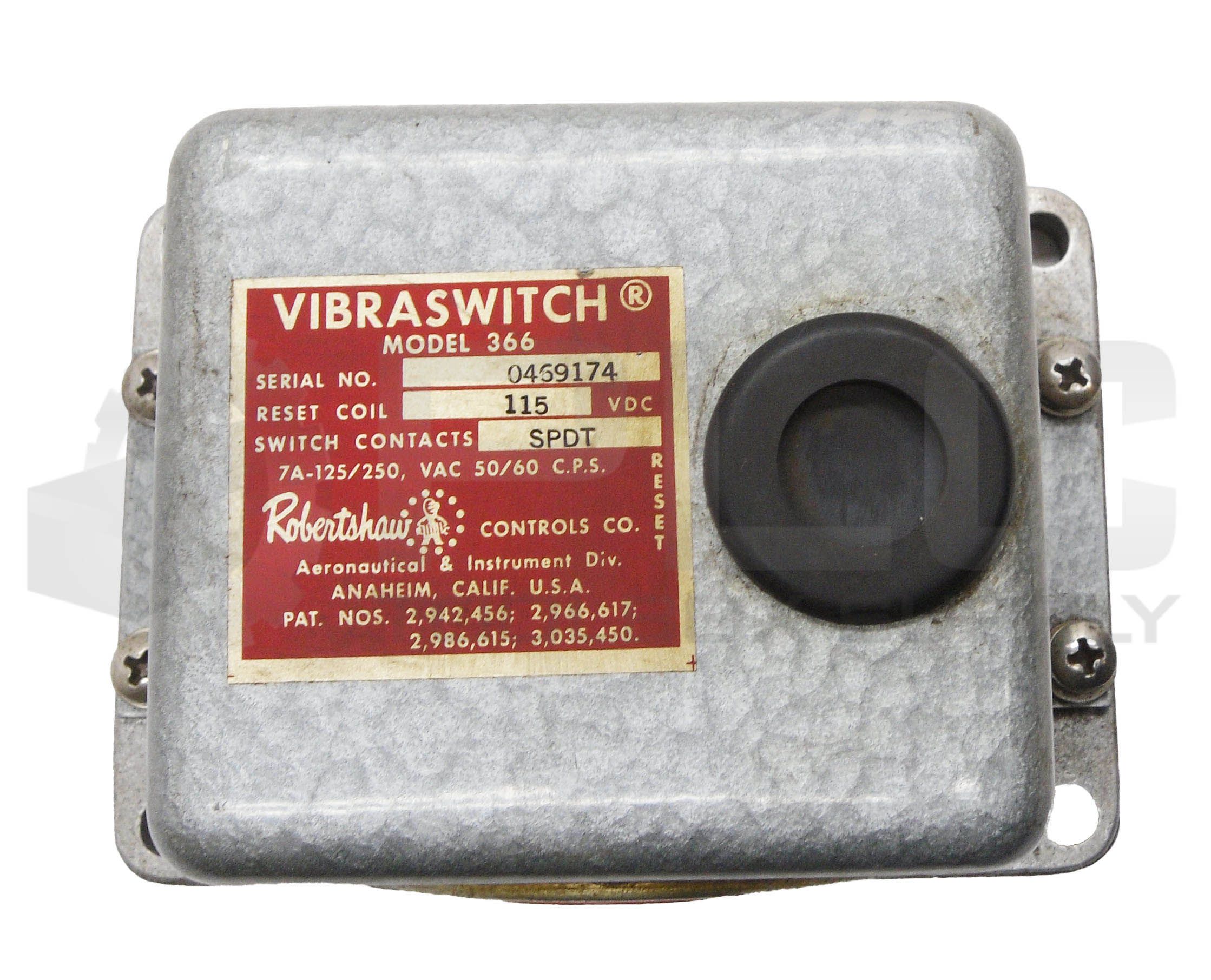 NEW ROBERTSHAW 366 VIBRASWITCH 115VDC 7A 125-250VAC 50/60HZ *READ* - PLC Toolbox Supply