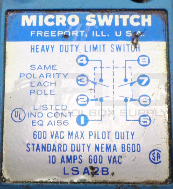 HONEYWELL LSA2B MICROSWITCH LIMIT SWITCH 600 VAC 10 AMP - PLC Toolbox ...