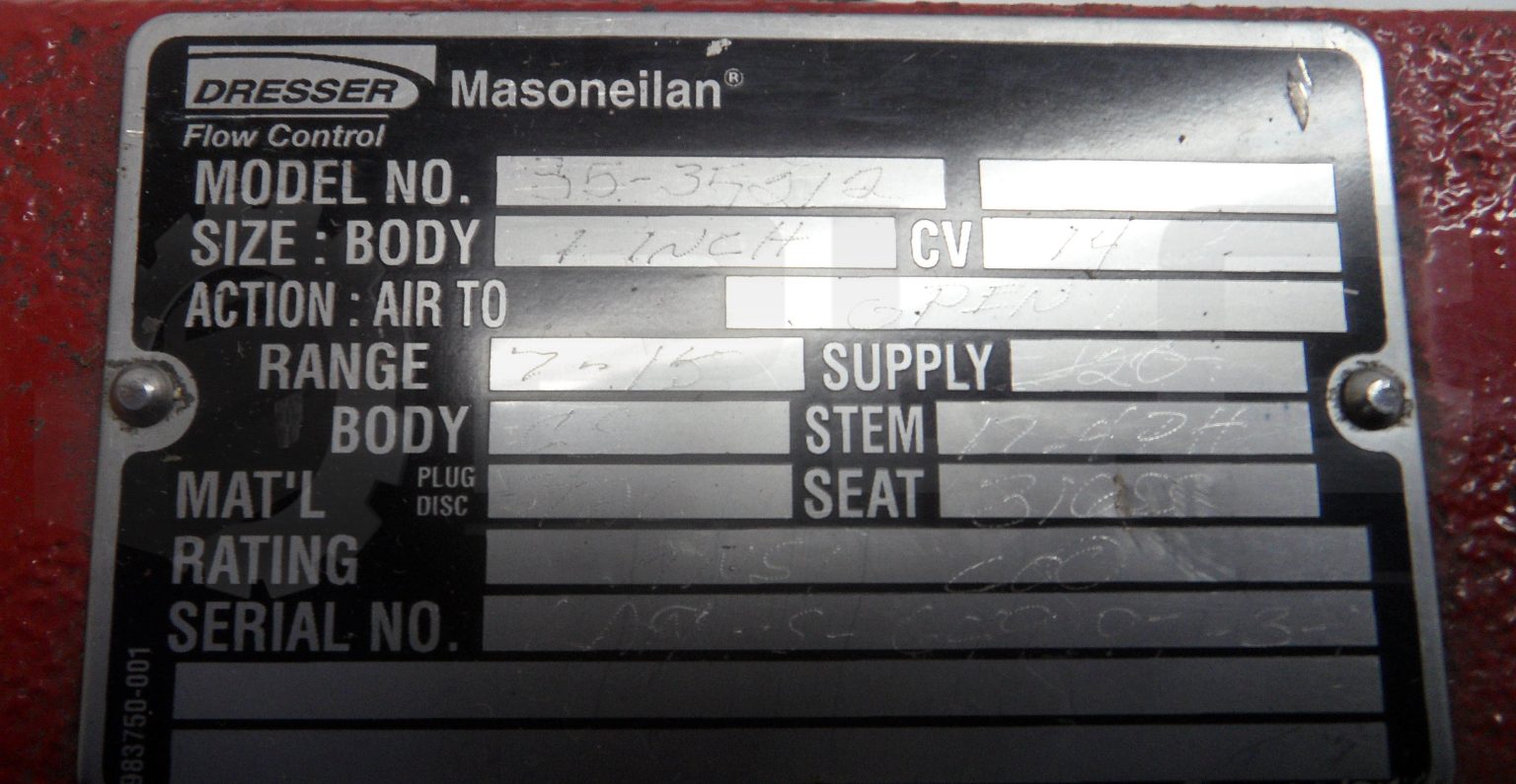 MASONEILAN 35-35212 GLOBE VALVE CAMFLEX II SIZE 4″ RATING CLASS: 300 ...