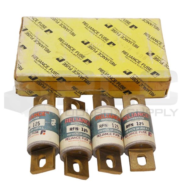 NEW BOX OF 4 NEW RELIANCE ELECTRIC RFN 125 RECTIFIER FUSE 125A 250VAC ...