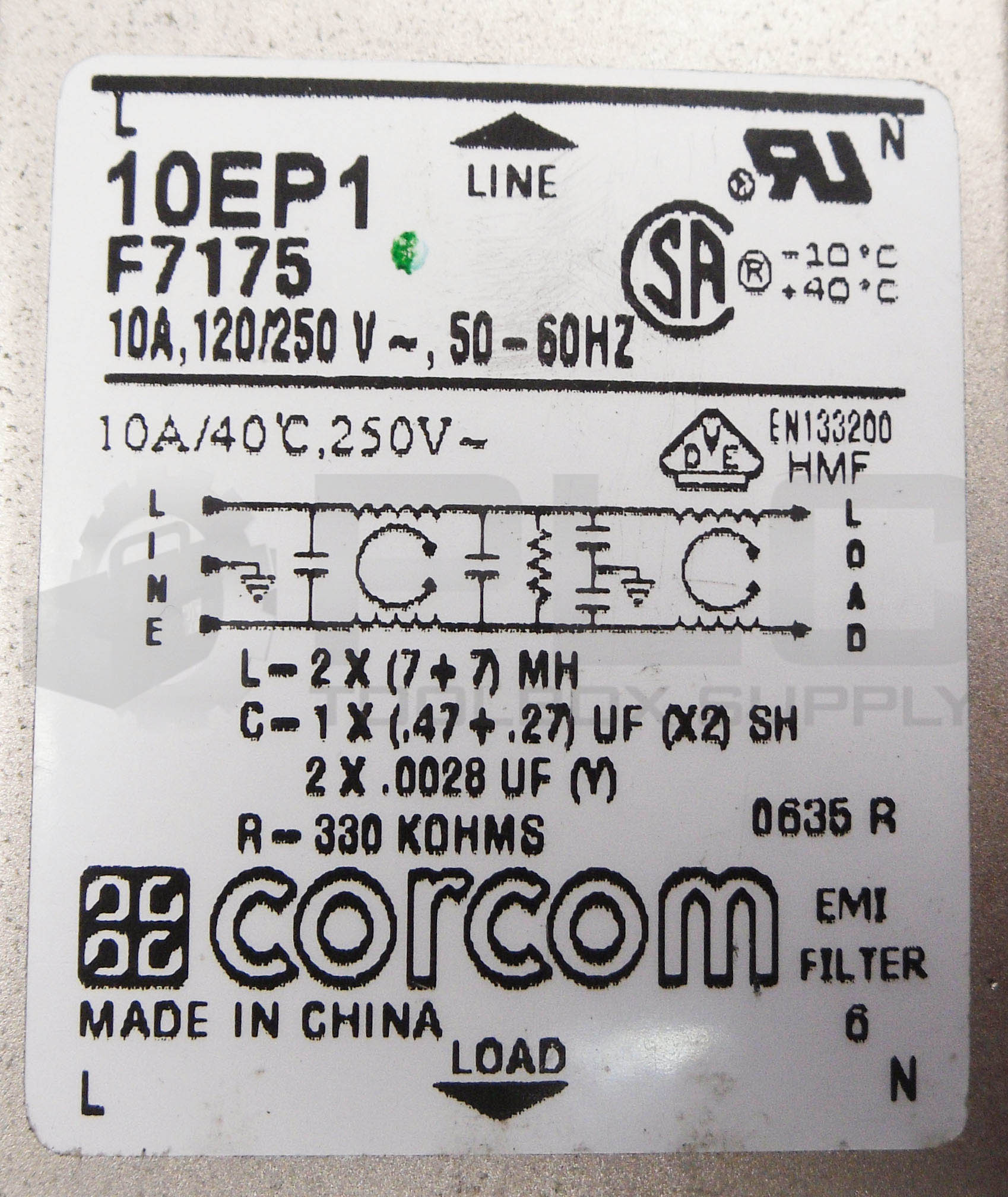 CORCOM 10EP1 EMI FILTER 10A 120/250V 50-60HZ - PLC Toolbox Supply