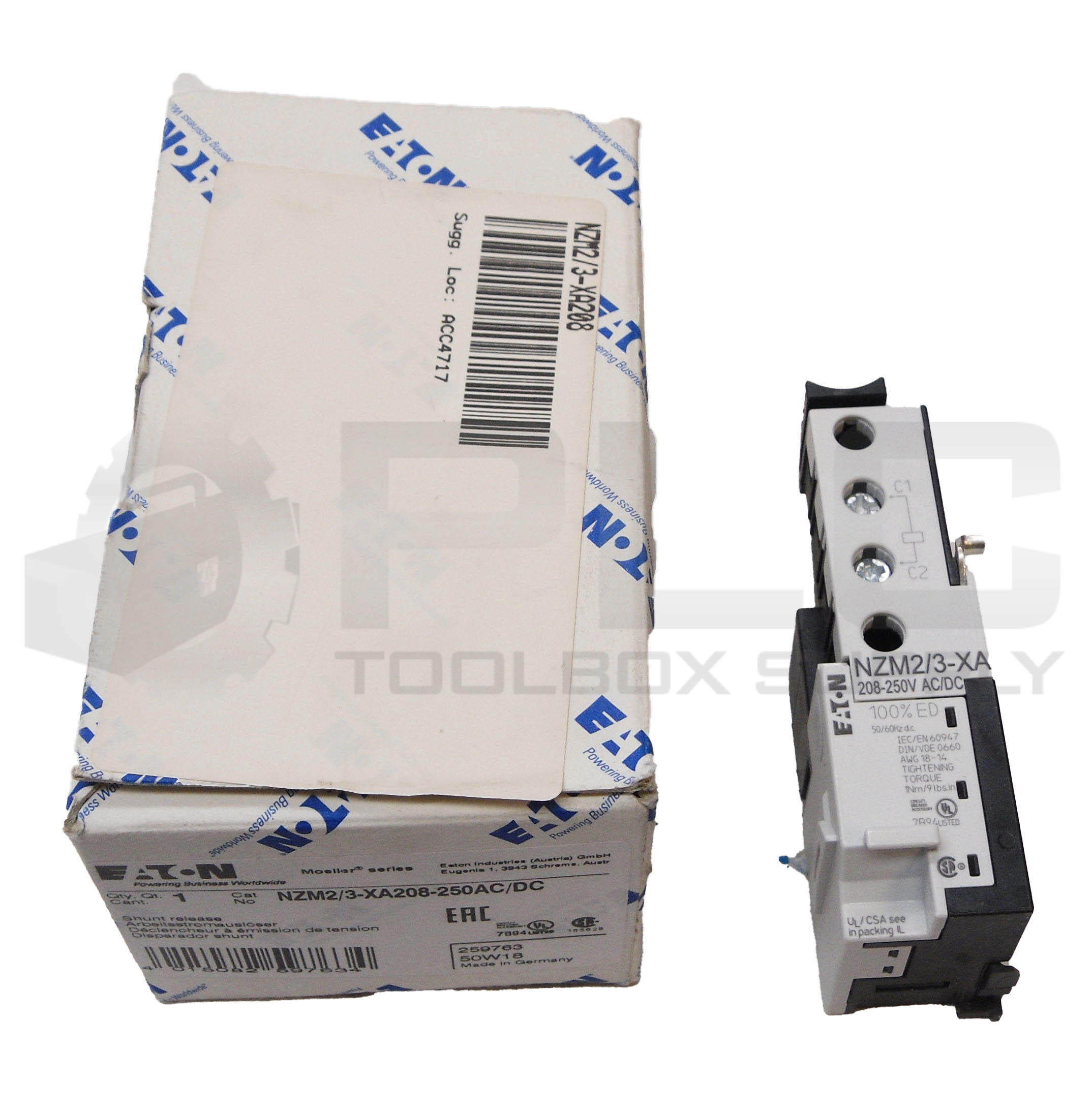 NEW EATON NZM2/3-XA208-250AC/DC SHUNT RELEASE 208-250V AC/DC NZM2/3-XA *READ* - PLC Toolbox Supply
