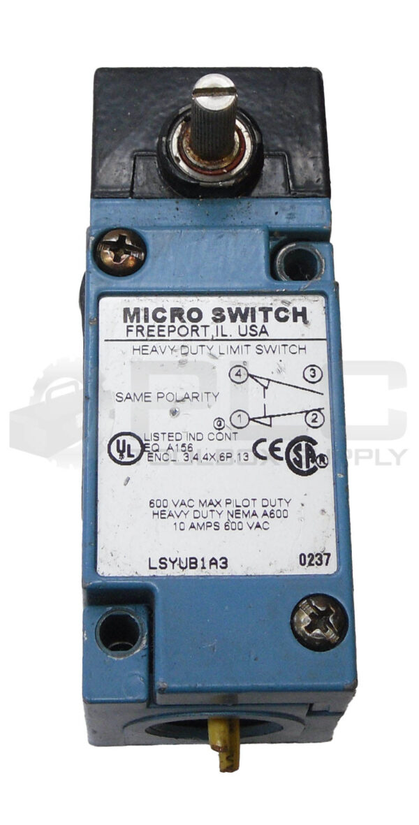 MICRO SWITCH LSYUB1A3 LIMIT SWITCH 600VAC 10A - PLC Toolbox Supply