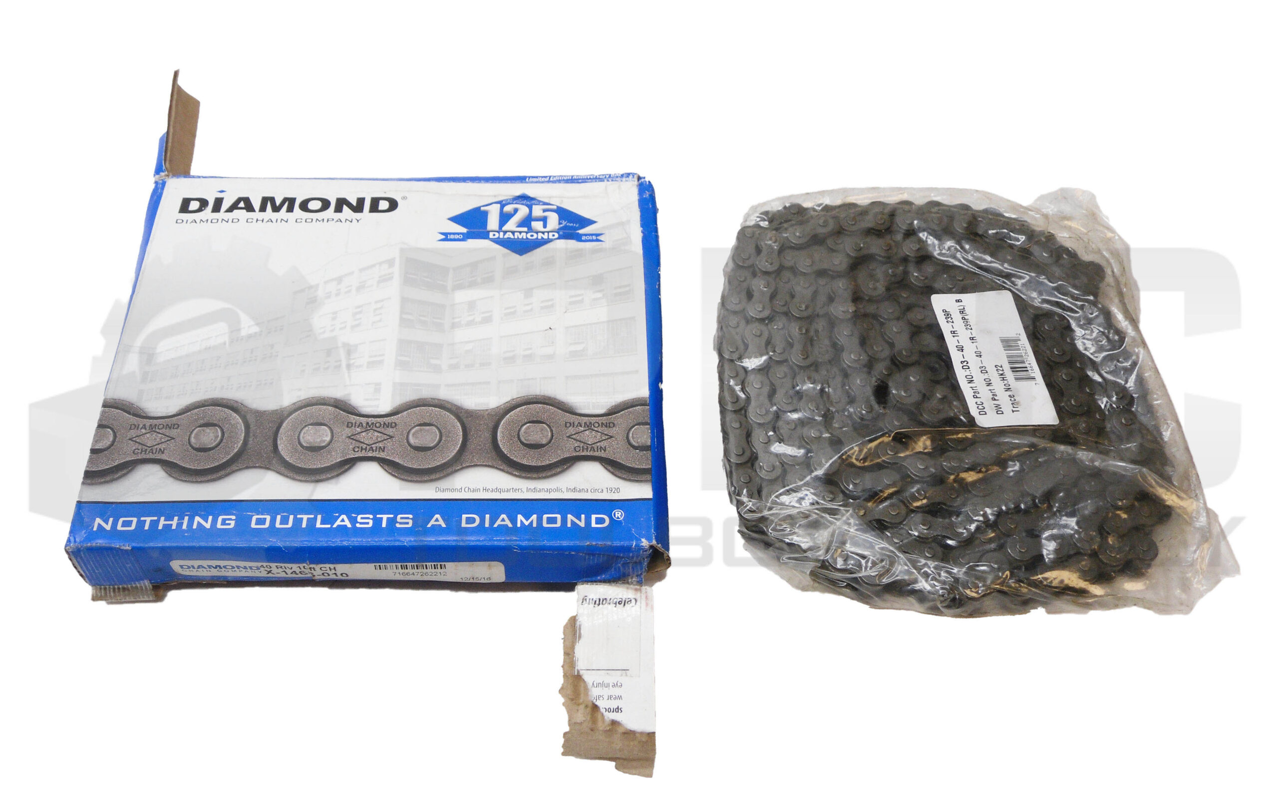NEW DIAMOND CHAIN COMPANY X-1466-010 ROLLER CHAIN 40RIV 10′ *READ ...