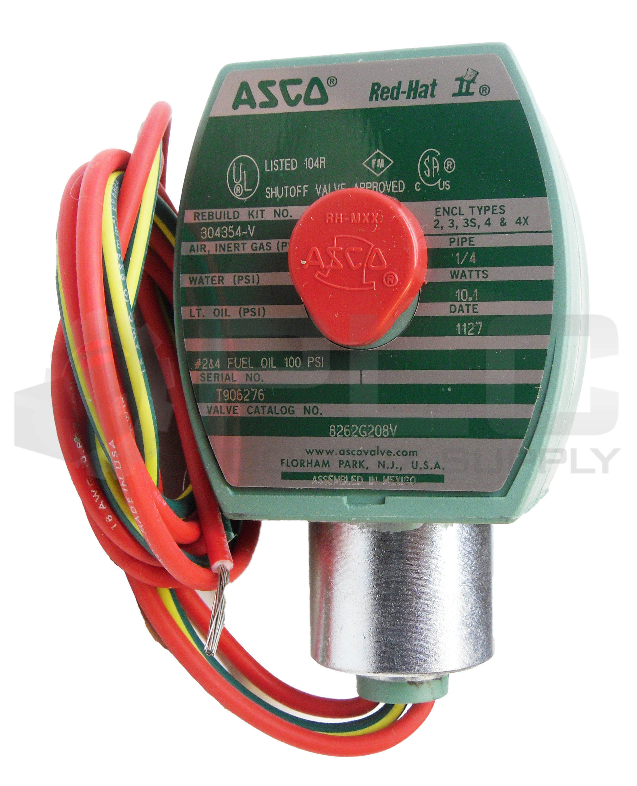 NEW ASCO RED HAT 8262G208V SOLENOID VALVE W/ MP-C-08D COIL 110-120V ...