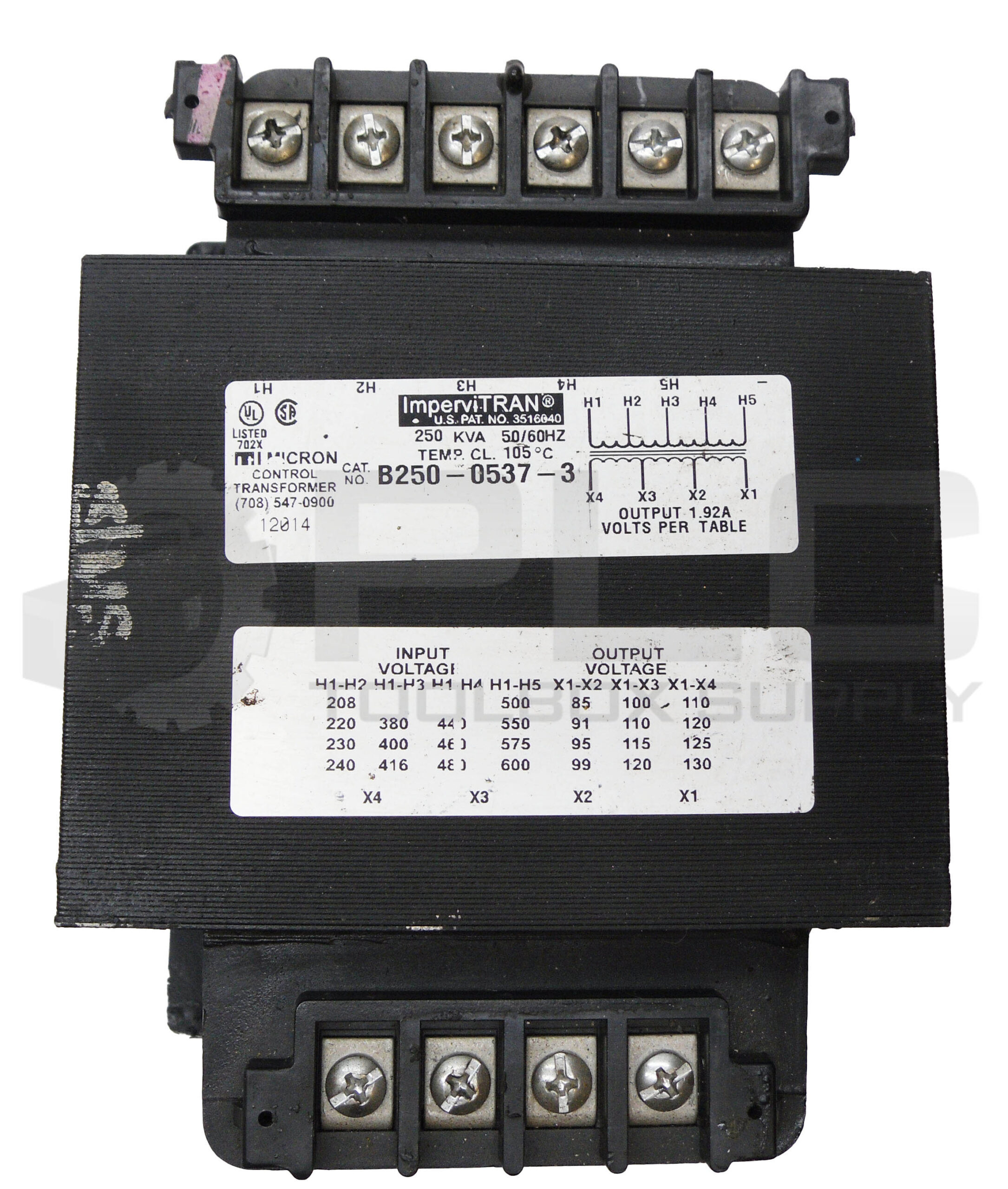 NEW MICRON B250-0537-3 CONTROL TRANSFORMER 50/60HZ 1.92A 600V *READ ...