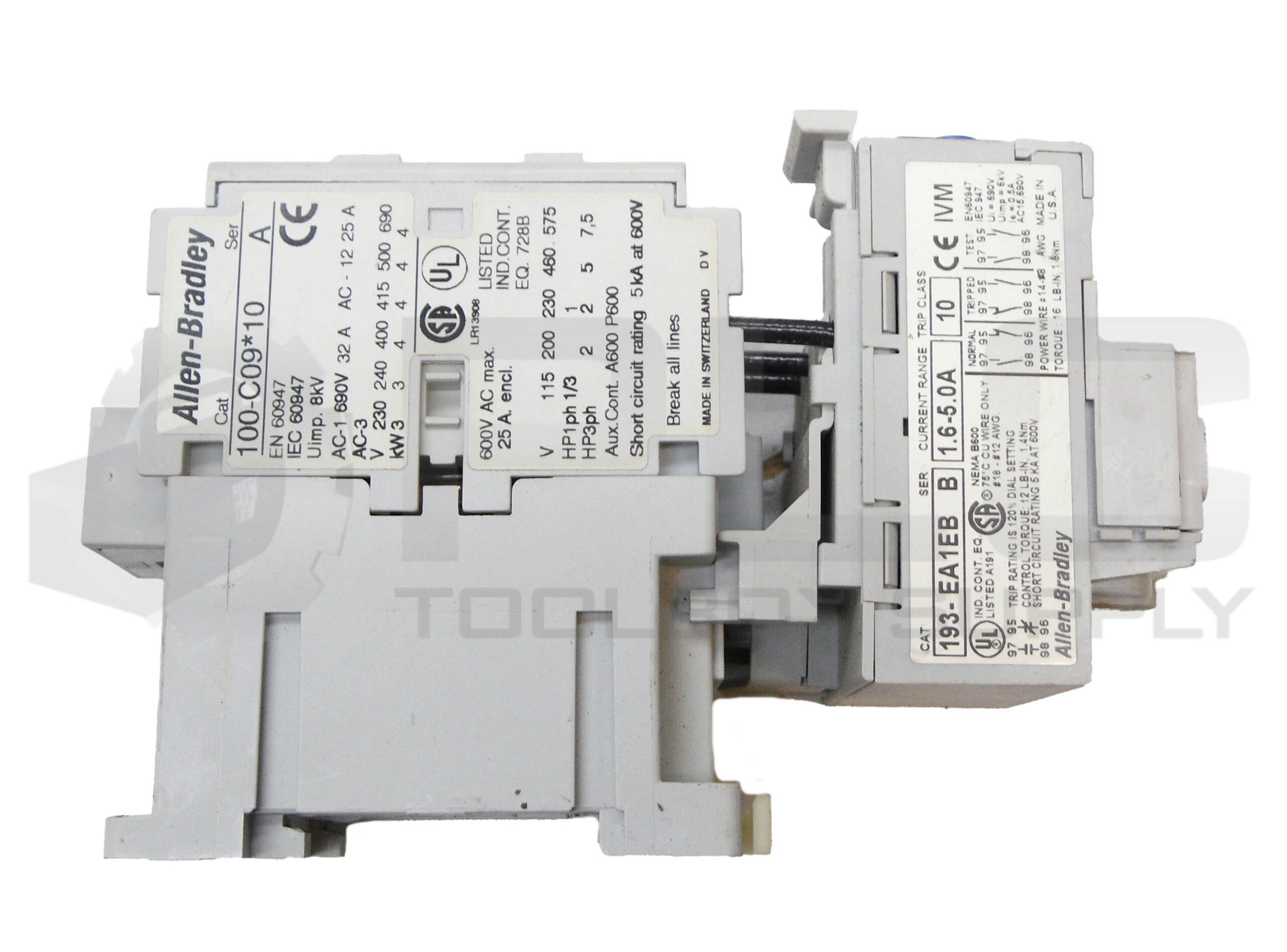 ALLEN BRADLEY 100-C09*10 /A CONTACTOR 600VAC 25A W/ 193-EA1EB /B ...