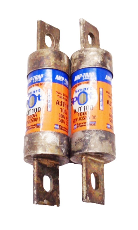 LOT OF 2 FERRAZ SHAWMUT AJT100 SMART SPOT FUSES 100A 600VAC 500VDC ...
