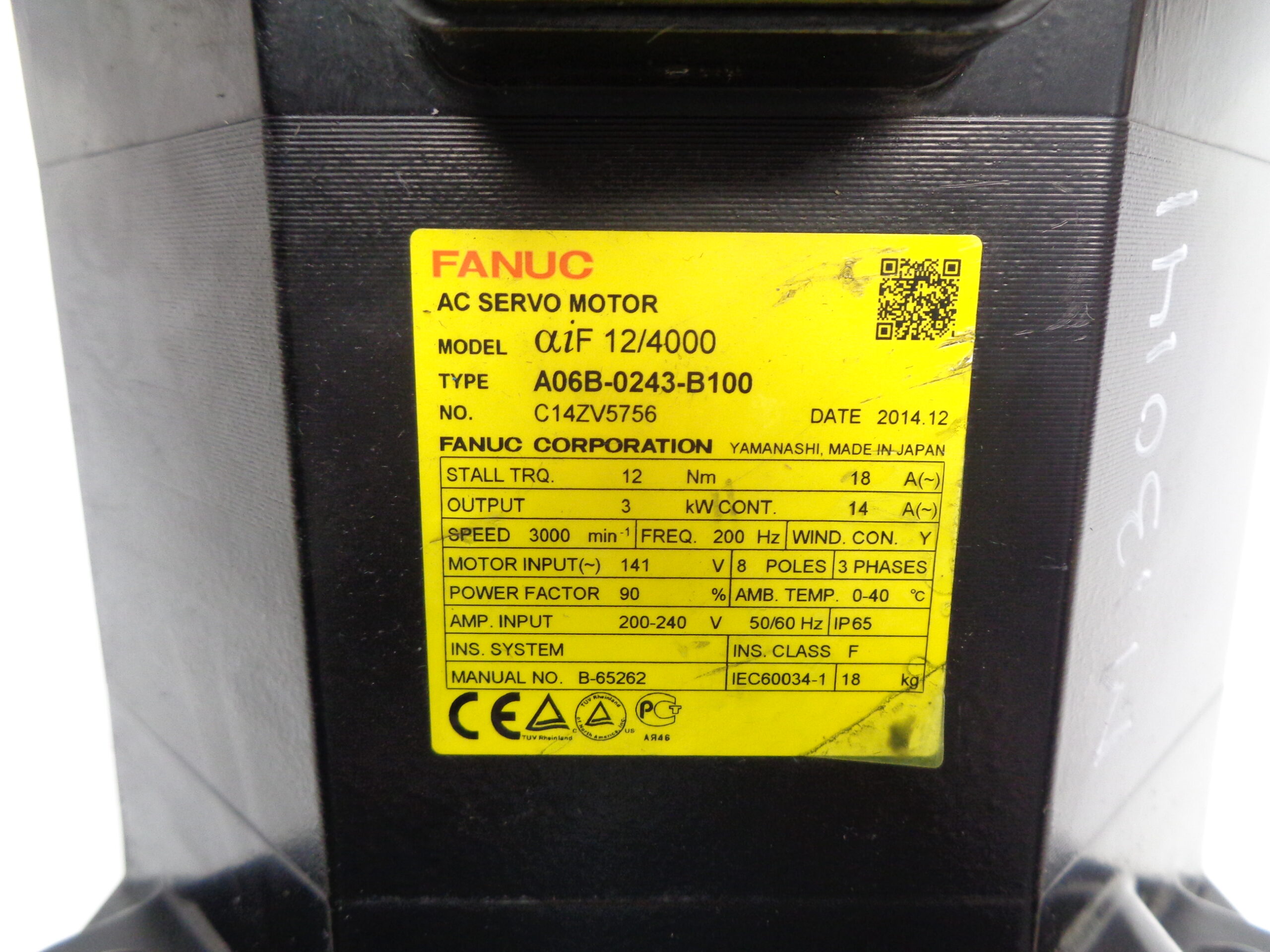 NEW FANUC A06B-0243-B100 AC SERVO MOTOR AIF 12/4000 w/ A860-2000-T301 PULSECODER - PLC Toolbox ...