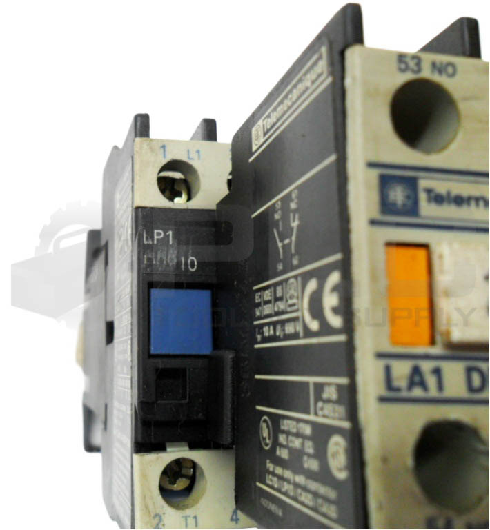 TELEMECANIQUE LP1D0910 CONTACTOR 20A 600V W/ BD COIL W/ LA1DN11 CONTACT BLOCK - PLC Toolbox Supply