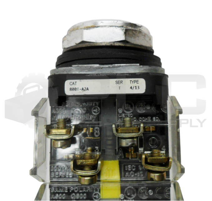 ALLEN BRADLEY 800T-A2A /T PUSH BUTTON BLACK W/ (4) 800T-XA /D CONTACT ...