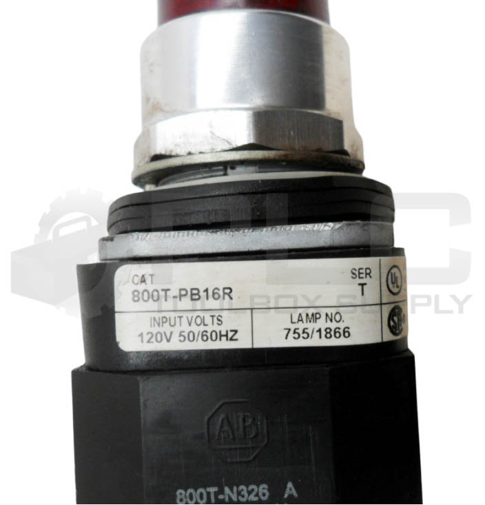 ALLEN BRADLEY 800T-PB16R /T PUSH BUTTON RED W/ 800T-N326 /A COIL W/ 800T-XA /D - PLC Toolbox Supply
