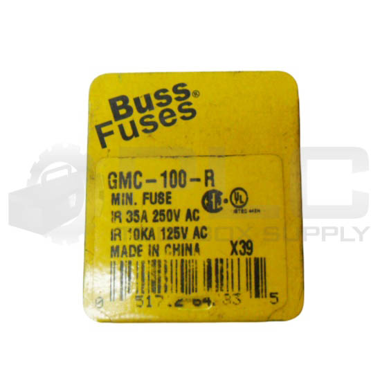NEW BOX OF 5 BUSSMANN GMC-100-R FUSE 100A 250VAC - PLC Toolbox Supply