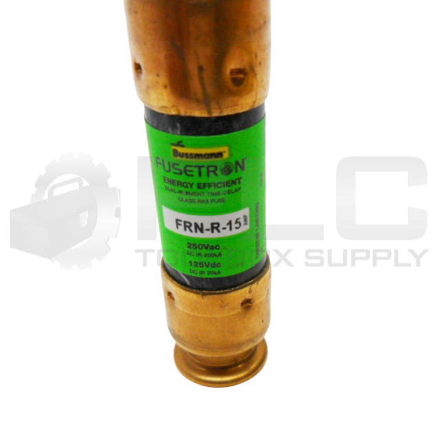 NEW BOX OF 10 BUSSMANN FRN-R-15 DUAL ELEMENT FUSE 15A 250VAC *READ ...