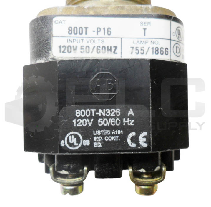 NEW ALLEN BRADLEY 800T-P16 /T PILOT LIGHT GREEN W/ 800T-N326 /A COIL *READ* - PLC Toolbox Supply