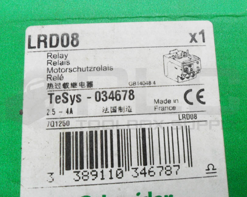 NEW SCHNEIDER ELECTRIC LRD08 OVERLOAD RELAY 2.5-4A 50/60HZ 690V - PLC ...