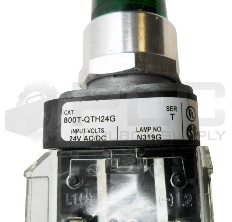 ALLEN BRADLEY 800T-QTH24G /T PUSH BUTTON GREEN W/ 800T-XA /D CONTACT BLOCK - PLC Toolbox Supply