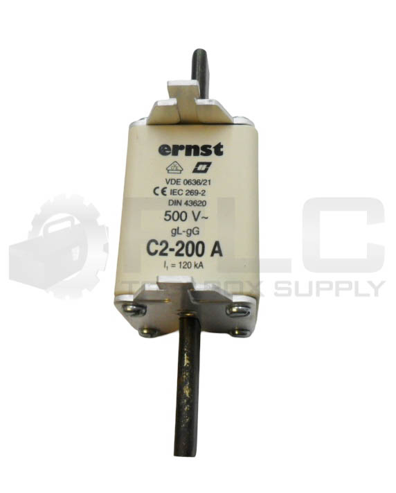 NEW ERNST C2-200A CERAMIC BLADE TYPE FUSE 500V 200A - PLC Toolbox Supply