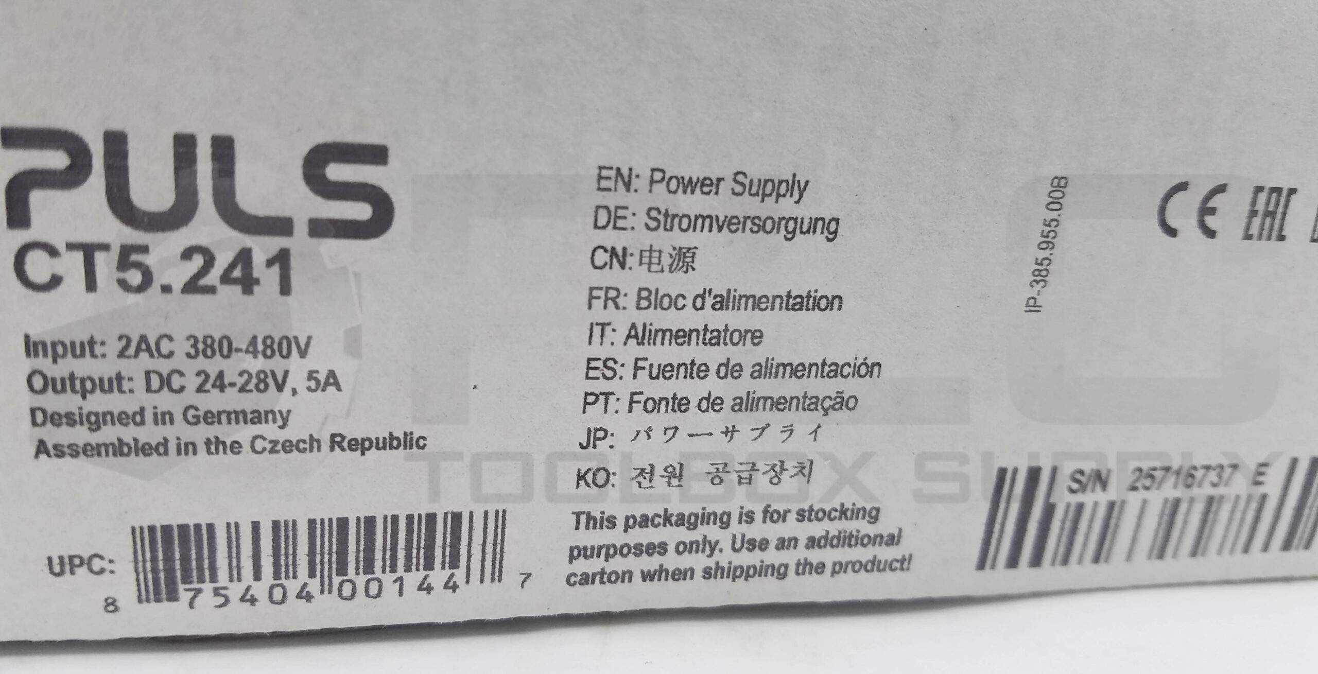 NEW PULS CT5.241 POWER SUPPLY 25VDC 5A 2PH 120W - PLC Toolbox Supply