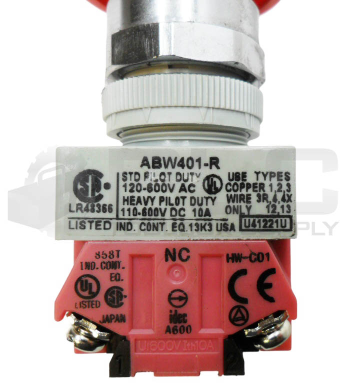 IDEC ABW401-R PUSH BUTTON RED MUSHROOM 120-600VAC 10A ABW 00M - PLC ...