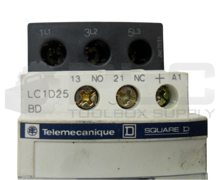 TELEMECANIQUE SQUARE D LC1D25BD CONTACTOR W/ LAD4TBDL SURGE SUPPRESSOR ...