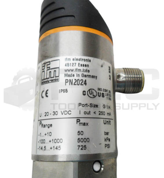 IFM EFECTOR PN2024 PRESSURE SENSOR 20-30VDC 725PSI - PLC Toolbox Supply