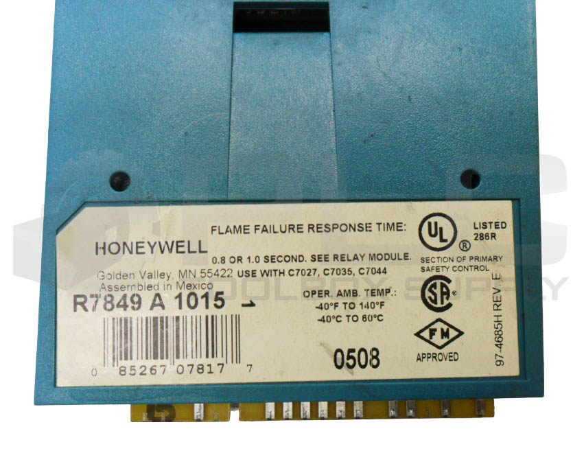 HONEYWELL R7849 A 1015 ULTRAVIOLET FLAME AMPLIFIER - PLC Toolbox Supply