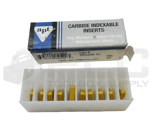 NEW BOX OF 10 APT TPG324 TC CARBIDE INSERTS - PLC Toolbox Supply