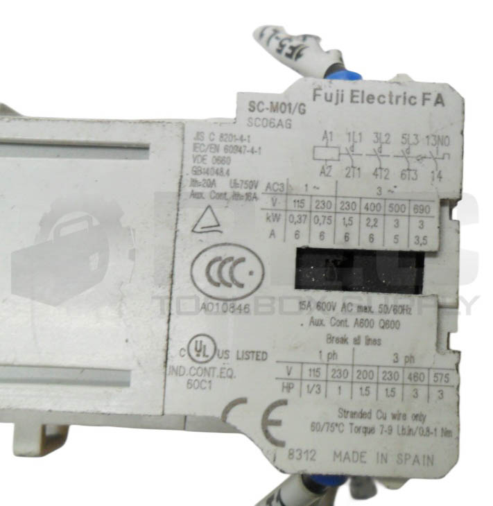 FUJI ELECTRIC SC-M01/G CONTACTOR 15A 600VAC - PLC Toolbox Supply