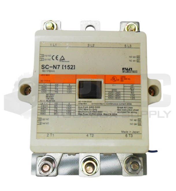 FUJI ELECTRIC SC-N7(152) CONTACTOR SC1FBAA W/ A1 A2 COIL 100-120V 50 ...