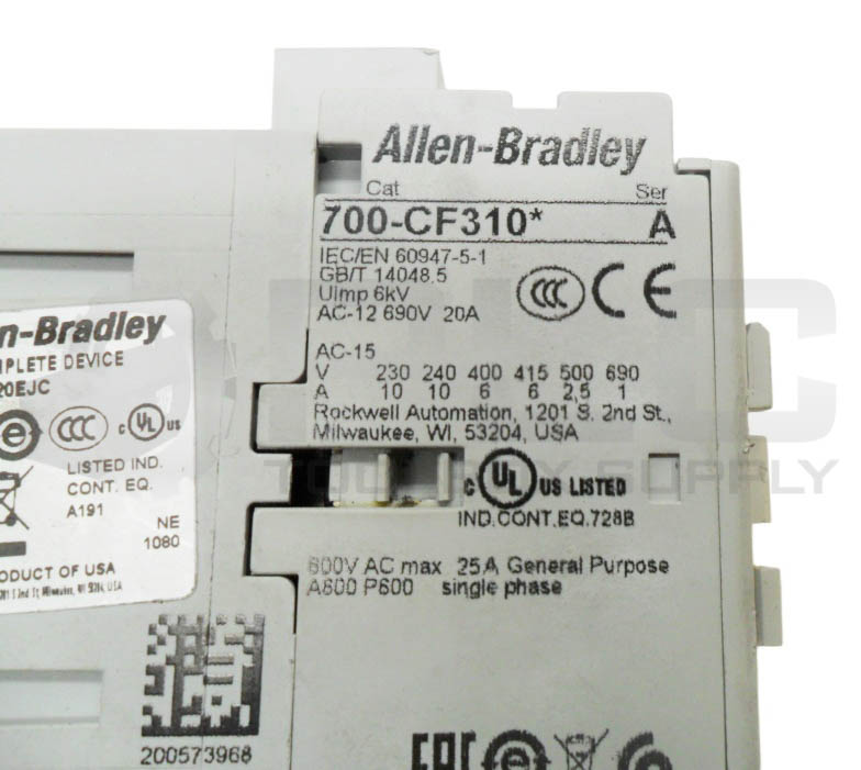 ALLEN BRADLEY 700S-CF620EJC /A SAFETY CONTROL RELAY 600VAC 25A 700 ...