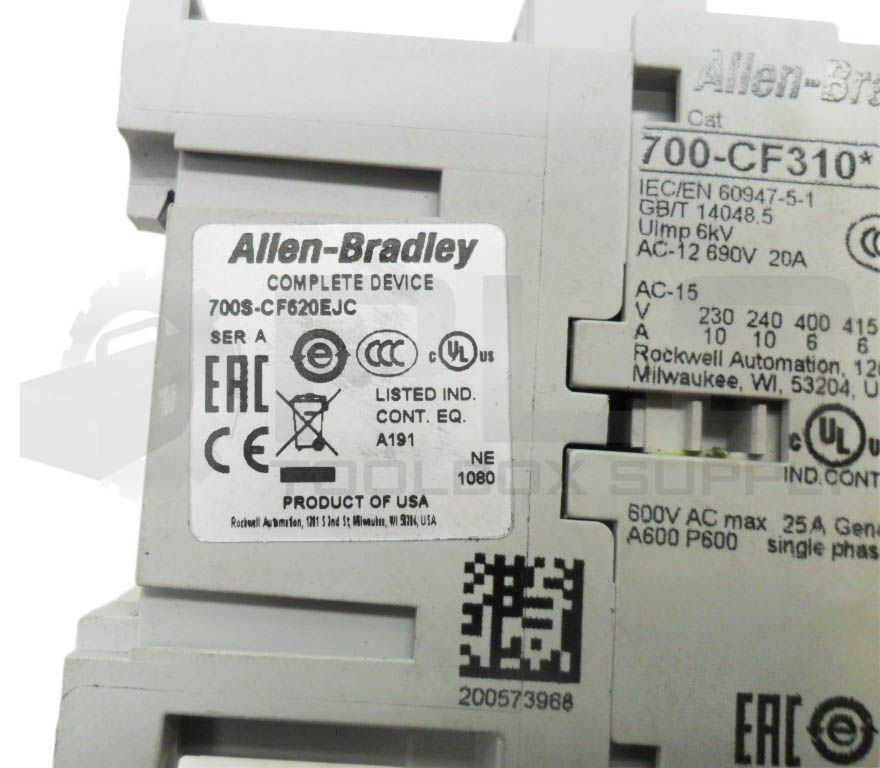 ALLEN BRADLEY 700S-CF620EJC /A SAFETY CONTROL RELAY 600VAC 25A 700 ...