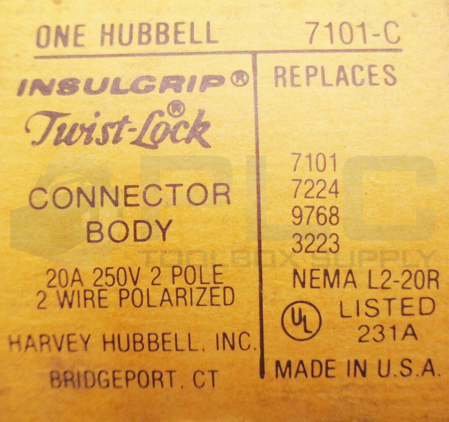 LOT OF 4 NEW HUBBELL 7101-C CONNECTOR BODIES 2 POLE 2 WIRE 20A 250V ...