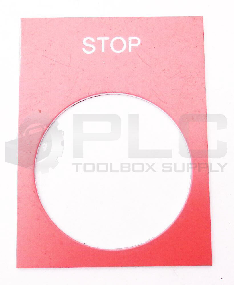 LOT OF 5 NEW SCHNEIDER RED STOP NAMEPLATES - PLC Toolbox Supply