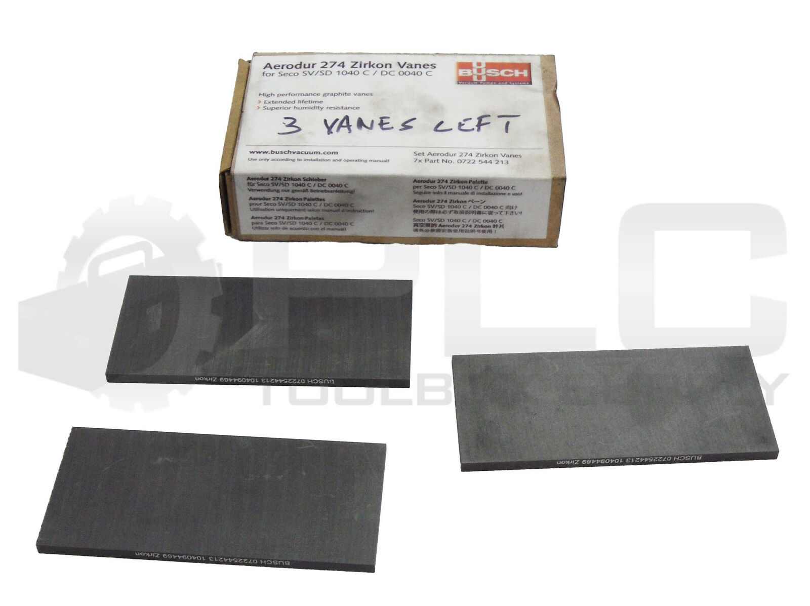 NEW BOX OF 3 BUSCH 0722544213 GRAPHITE VANES - PLC Toolbox Supply
