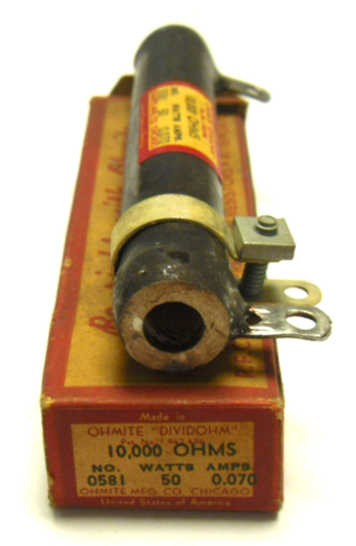NEW OHMITE 0581 CERAMIC RESISTOR 50 WATTS 10,000 OHMS - PLC Toolbox Supply