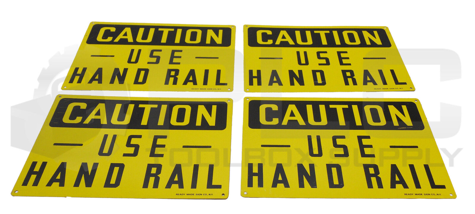 LOT OF 4 READY MADE SIGN CO CAUTION USE HAND RAIL SIGN 10"X7" - PLC ...