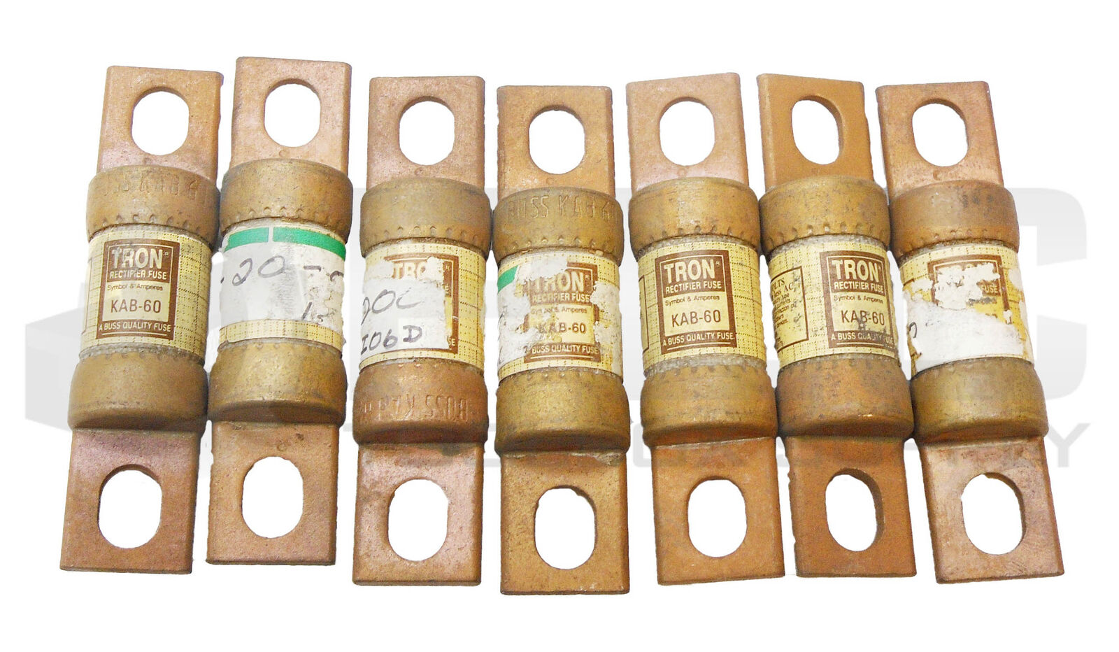 LOT OF 7 NEW BUSSMAN KAB-60 RECTIFIER FUSE 250VAC 60A *READ* - PLC ...