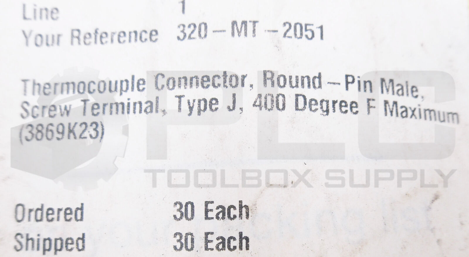 LOT OF 8 NEW MARLIN 3869K23 THERMOCOUPLE CONNECTOR TYPE J ROUND MALE 2 ...