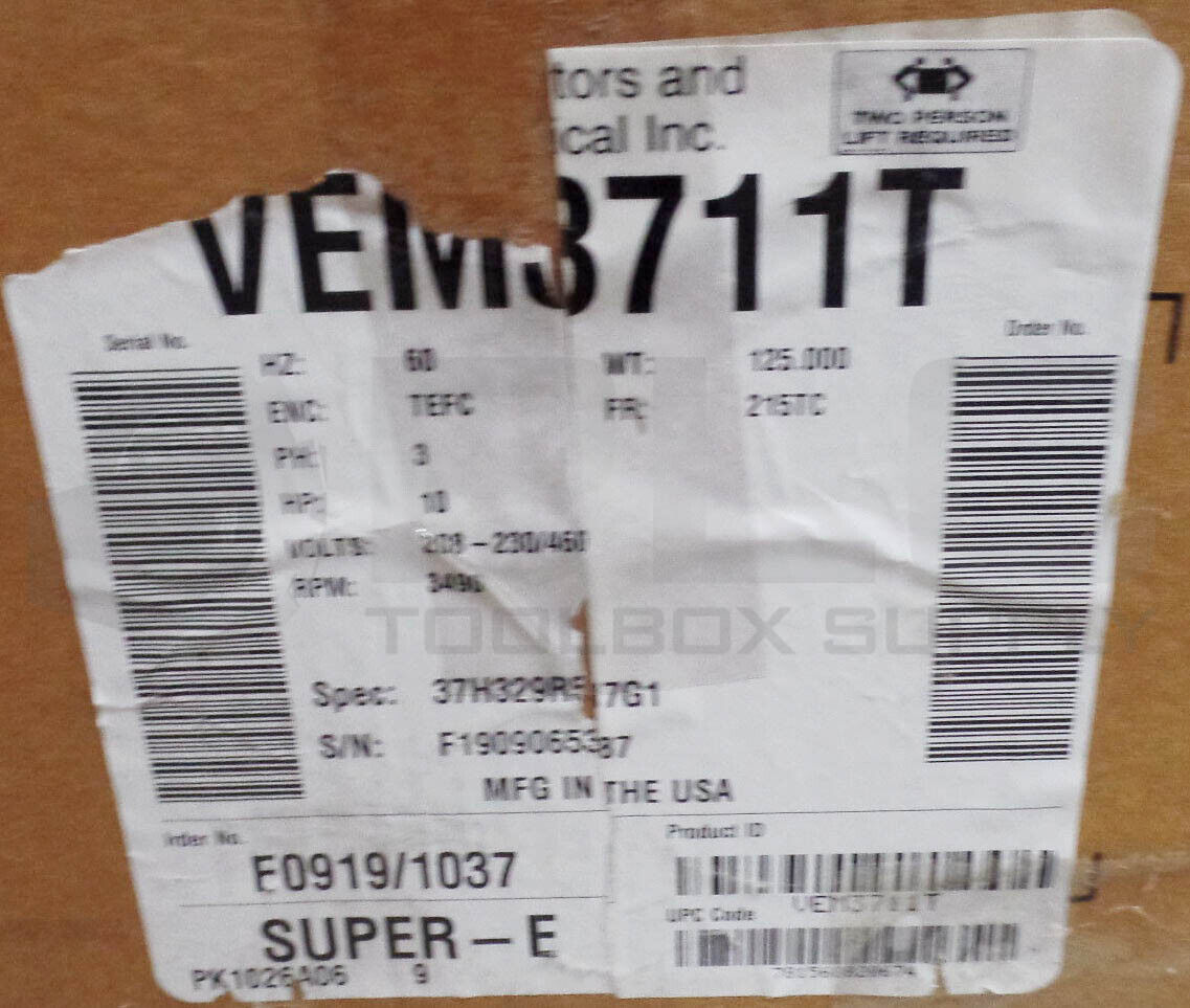 NEW BALDOR VEM3711T SUPER-E MOTOR 3490RPM 10HP FR:215TC - PLC Toolbox ...