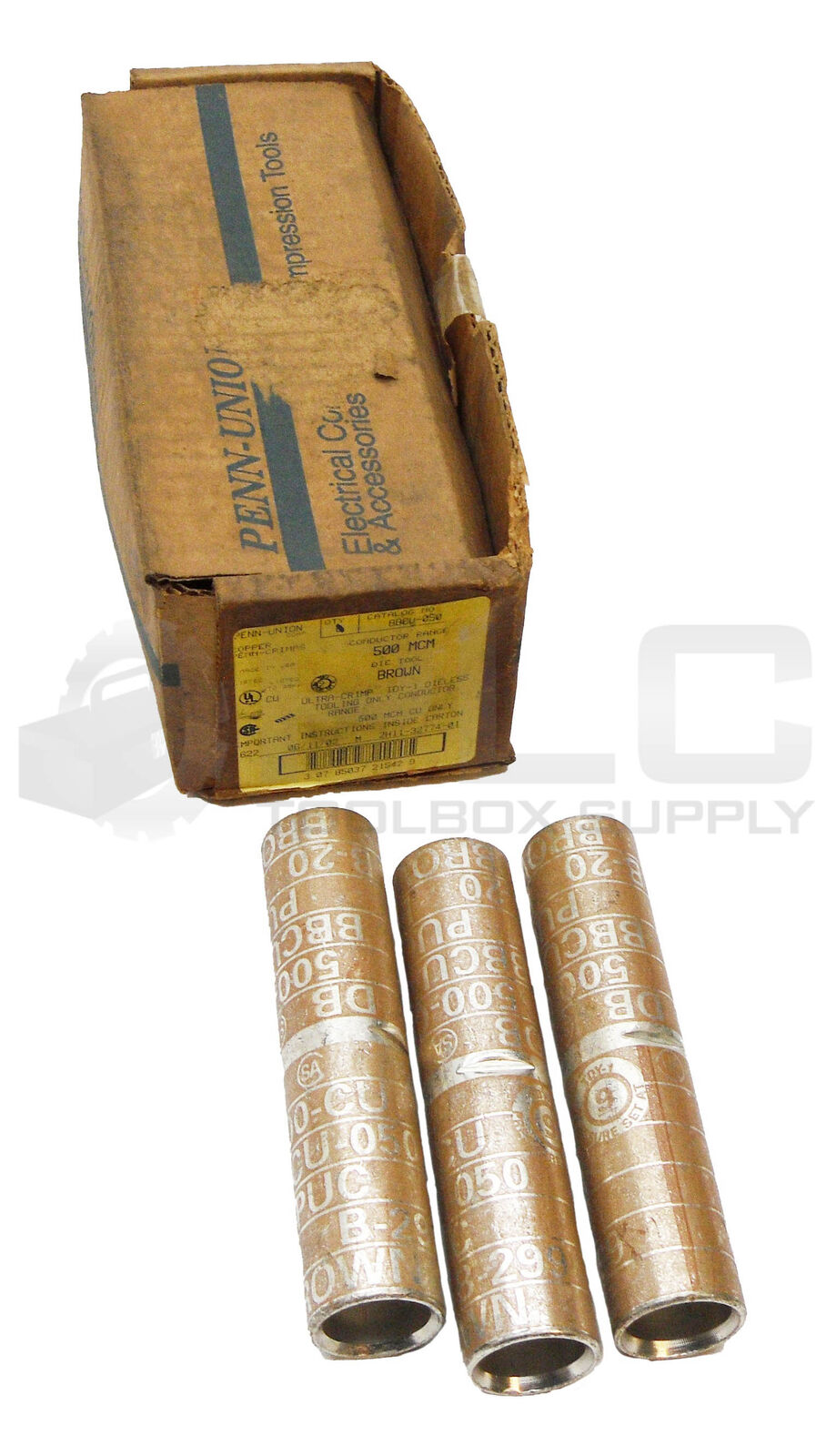 NEW BOX OF 3 PENN-UNION BBCU-050 COPPER COMPRESSION SPLICE BROWN 500MCM ...