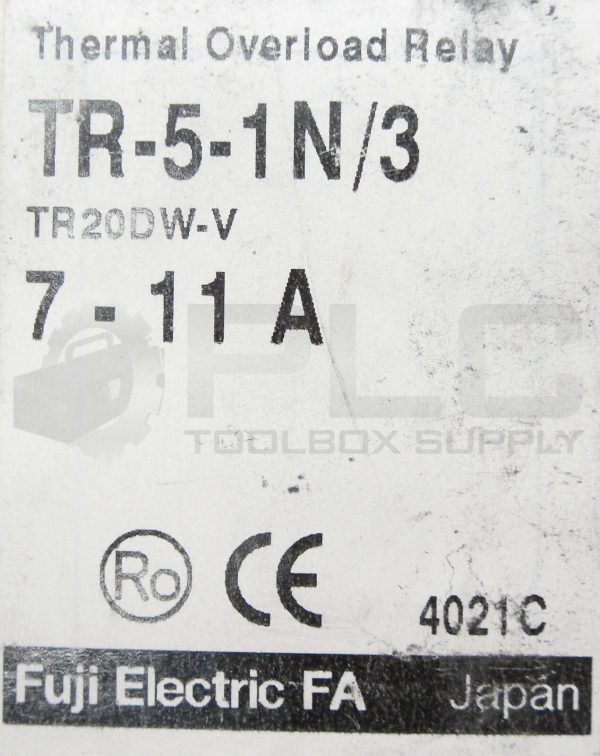 NEW FUJI ELECTRIC TR-5-1N/3 THERMAL OVERLOAD RELAY 7-11A TR20DW-V *READ ...
