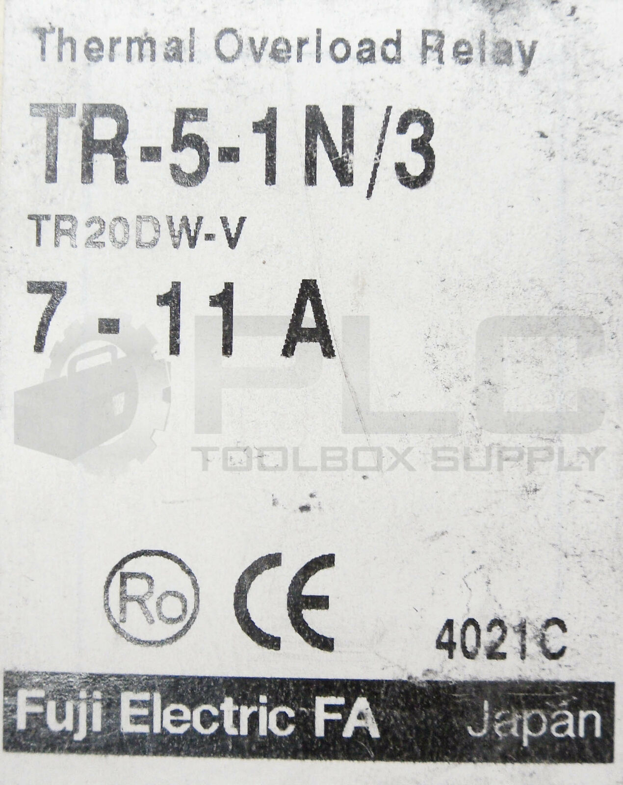 NEW FUJI ELECTRIC TR-5-1N/3 THERMAL OVERLOAD RELAY 7-11A TR20DW-V *READ* - PLC Toolbox Supply